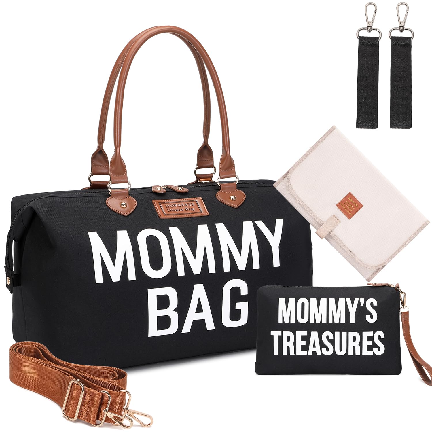 DOFASAYI Diaper Bag Tote - Mom Bag with Changing Pad, Waterproof Baby Diaper Bag Backpack, Large Travel Essentials Tote Bag Unisex, Black