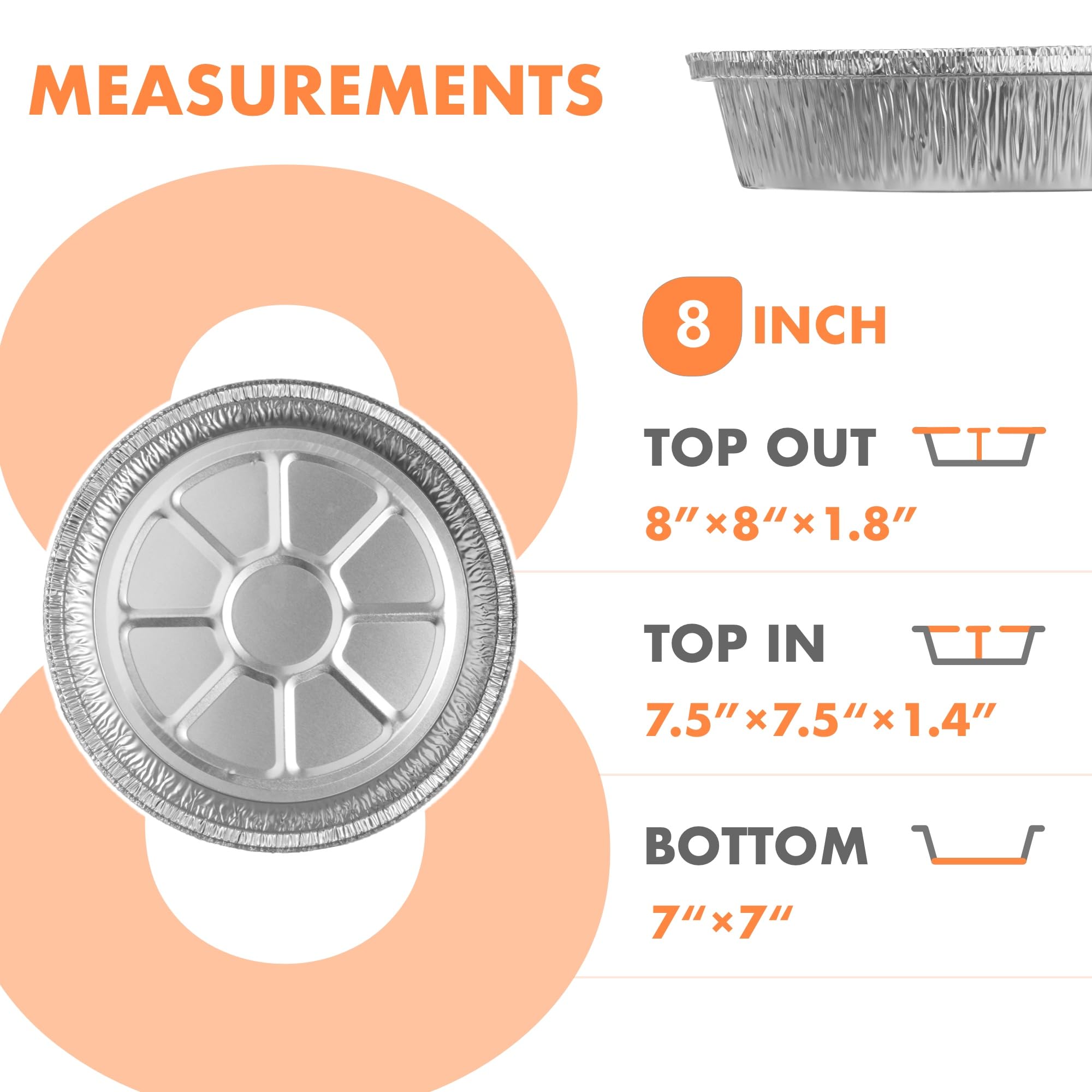 CURTA 8" Round Aluminum Foil Pans with Clear Lids | Heavy Duty | Great for Broiling, Baking, Storage, Roasting, Takeout, Air Fryer | 30 Pack