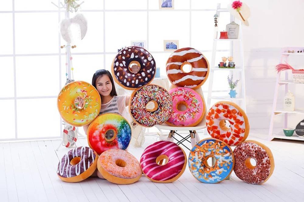 ChezMax Round Doughnut Donut Seat Back Stuffed Cushion Insert Filler Filling Throw Pillow for Bedroom Bedding Bed Room Beach 16 X 16 inch