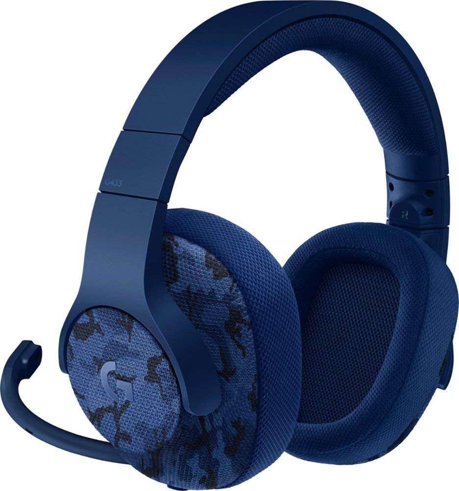 Logitech G433 7.1 Wired Gaming Headset with DTS Headphone: X 7.1 Surround for PC, PS4, Pro, Xbox One, S, Nintendo Switch β Camo Blue