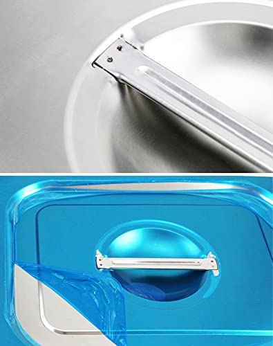 QWORK Solid Pan Lid with Handle, 2 Pack Stainless Steel Steam Table Pan Cover, for 1/2 Size Steam Pans