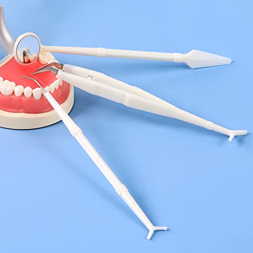 JMU 20 Pack Disposable Dental Examination Kit, 3Pcs Basic Instruments Set, Sterile Packaging, Dental Mirror Explorer Probe Plier, Oral Cleaning Hygiene Kit Dentist Tools