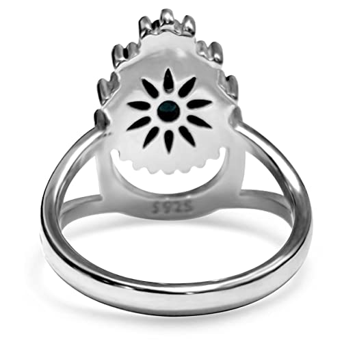 DALEGEM Natural Moonstone Crystal Stone Ring,S925 Sterling Silver Waterdrop Floodlit Quartz Gemstone Crescent Moon Boho Statement Ring Jewelry Gift for Women Girls Her (Ring_Moonstone, 10)