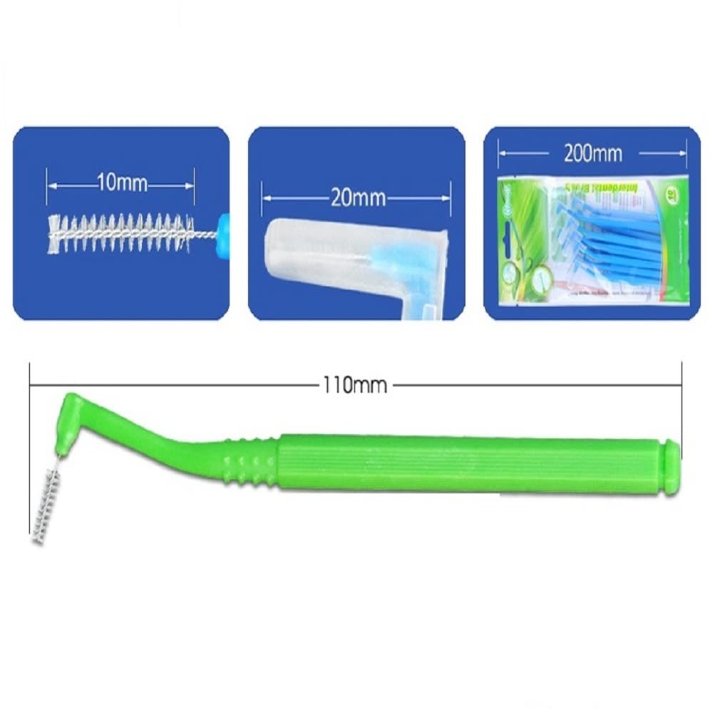 Curved interdental Brush, 10 Count 2bags, 0.7mm (SSS,Yellow)…