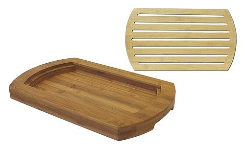 Simply Bamboo BICT Multi-Purpose Two-Tone Bamboo Bread Crumb Cutting Board/Serving Tray for Kitchen - 16" x 10" x 1.25"