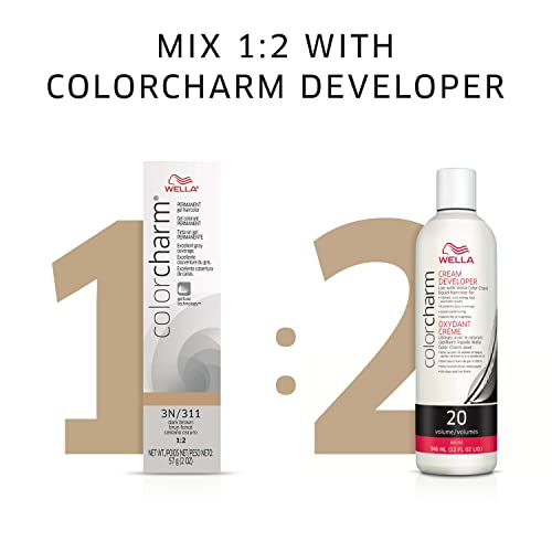 WELLA colorcharm Permanent Gel Haircolor, With Long Lasting Gelfus Technology, For Gray Coverage, 2N/211 Very Dark Brown, 2 oz