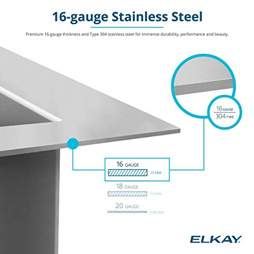 Elkay Crosstown 16 Gauge Workstation Stainless Steel, 31-1/2" x 18-1/2" x 9" Equal Double Bowl Sink Kit with Aqua Divide