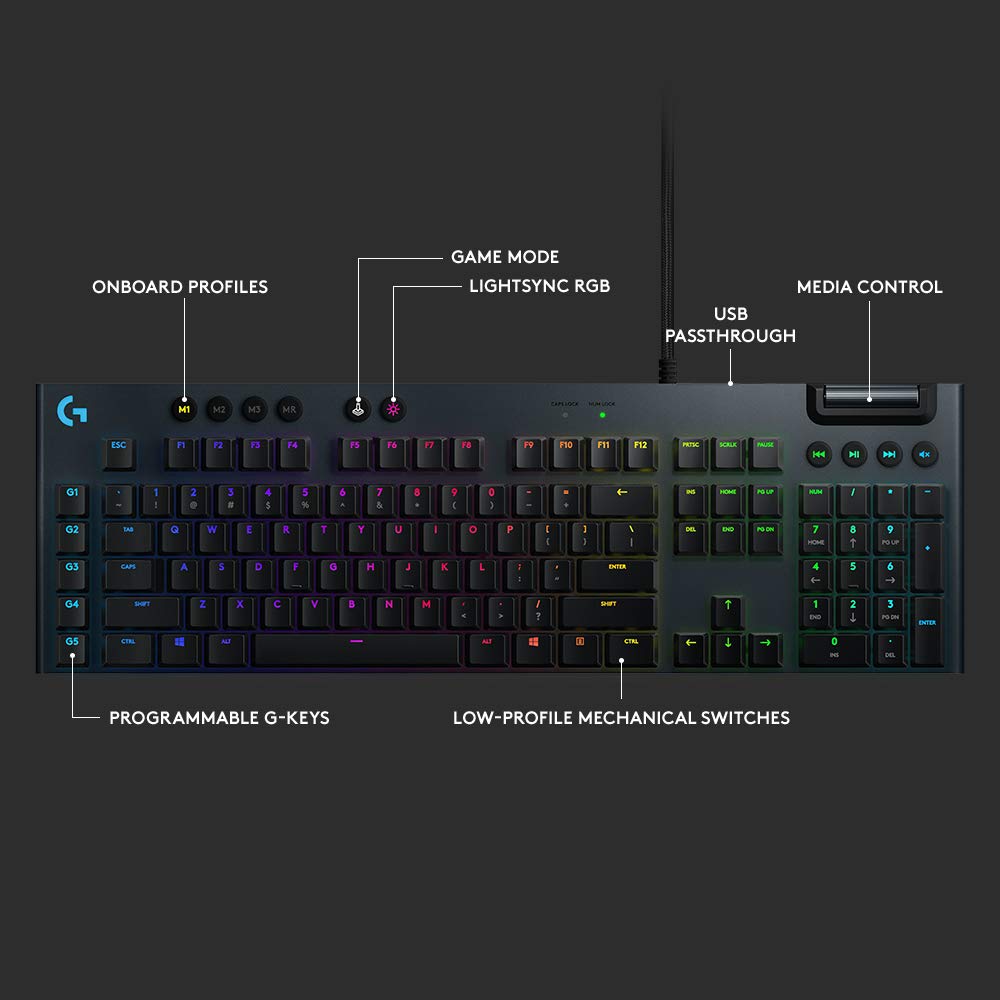 Logitech G815 RGB USB Mechanical Gaming Keyboard (Clicky), Black