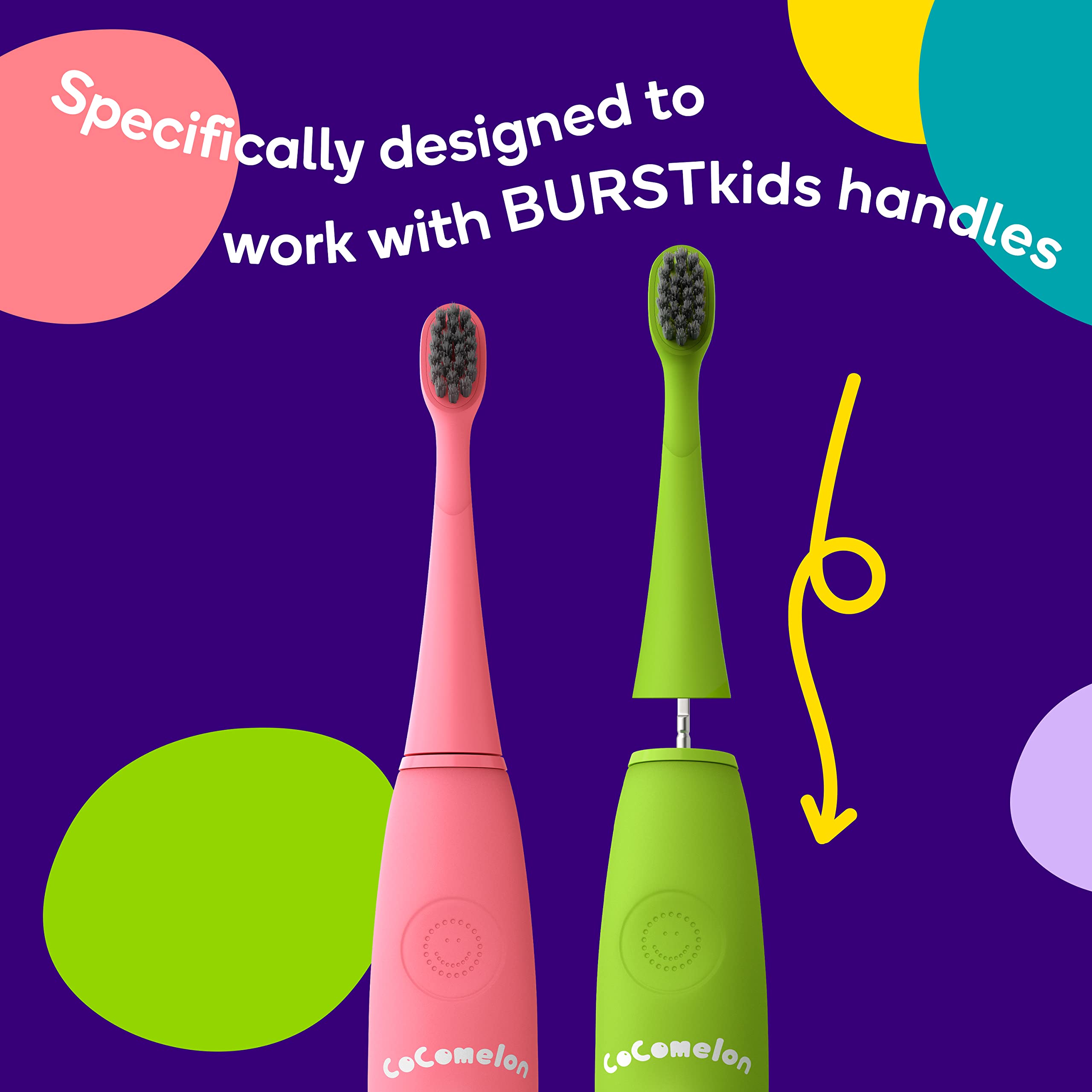 CoComelon x BURSTkids Kids Electric Toothbrush Bundle with 4 Replacement Heads - Soft Bristle Kid & Toddler Toothbrush, Ages 2+ - JJ Pink
