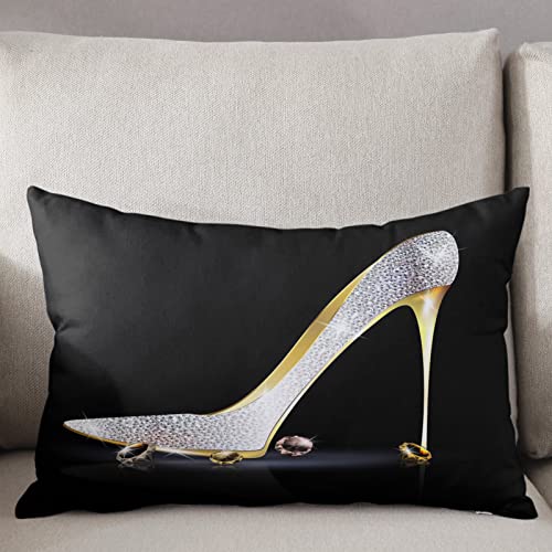 Maliyand Body Pillow Covers,Sexy Diamond High Heels White Golden Black Decorative Pillow Cover Pillow Case Cushion Cover for Bed Sofa Couch Home Decor 20"x30"