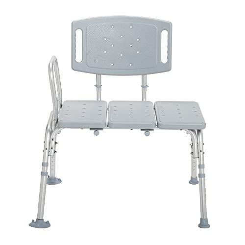 Drive Medical 12025KD-1 Folding Universal Sliding Transfer Bench, Gray