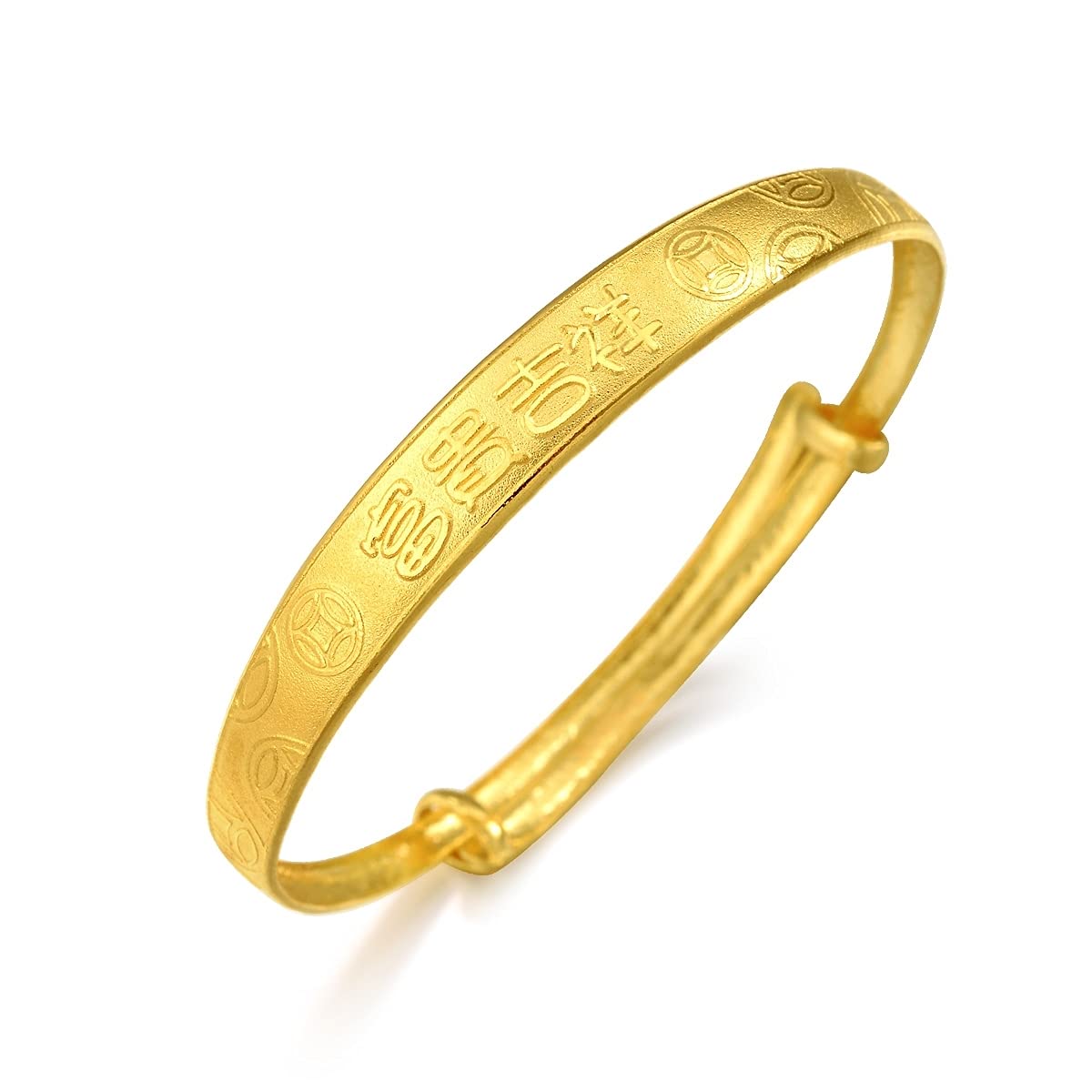 CHOW SANG SANG 999.9 24K Gold Price-by-Weight 3.51g Gold Prosperity Adjustable Bangle Bracelet for Tiny Size Gift 56809K