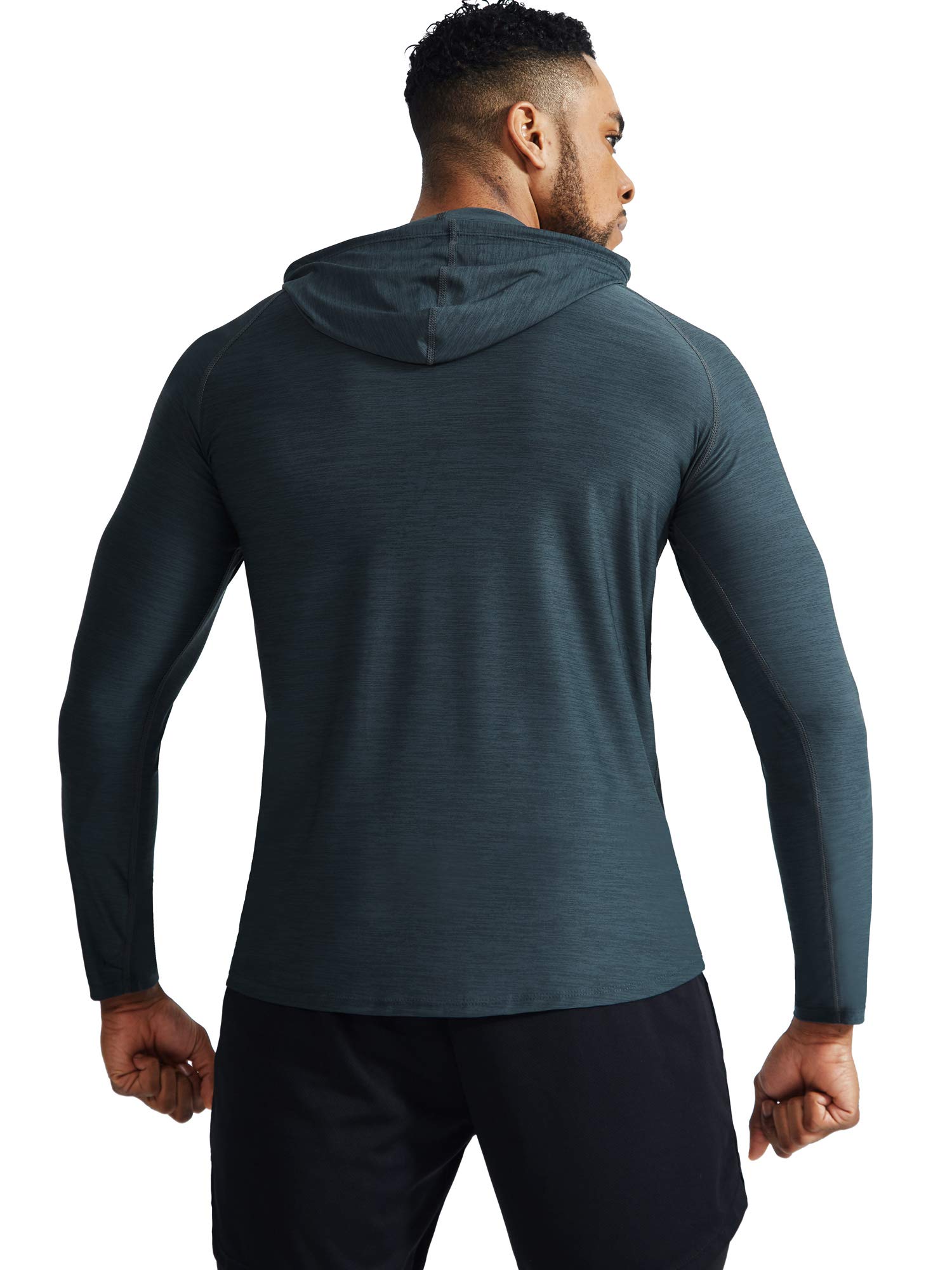 NELEUS Men's 2 Pack Dry Fit Running Shirt Long Sleeve Workout Athletic Shirts with Hoods,5071 Slate Grey,Dark Grey,US XL,EU 2XL