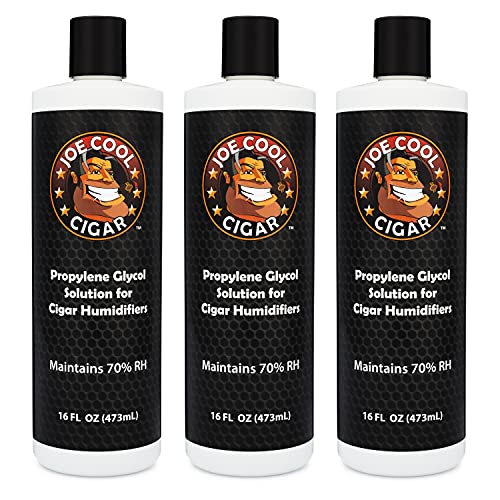 Joe Cool Cigar Propylene Glycol Humidor Solution for Cigar Humidifiers (16 oz Bottles) - 3 PACK