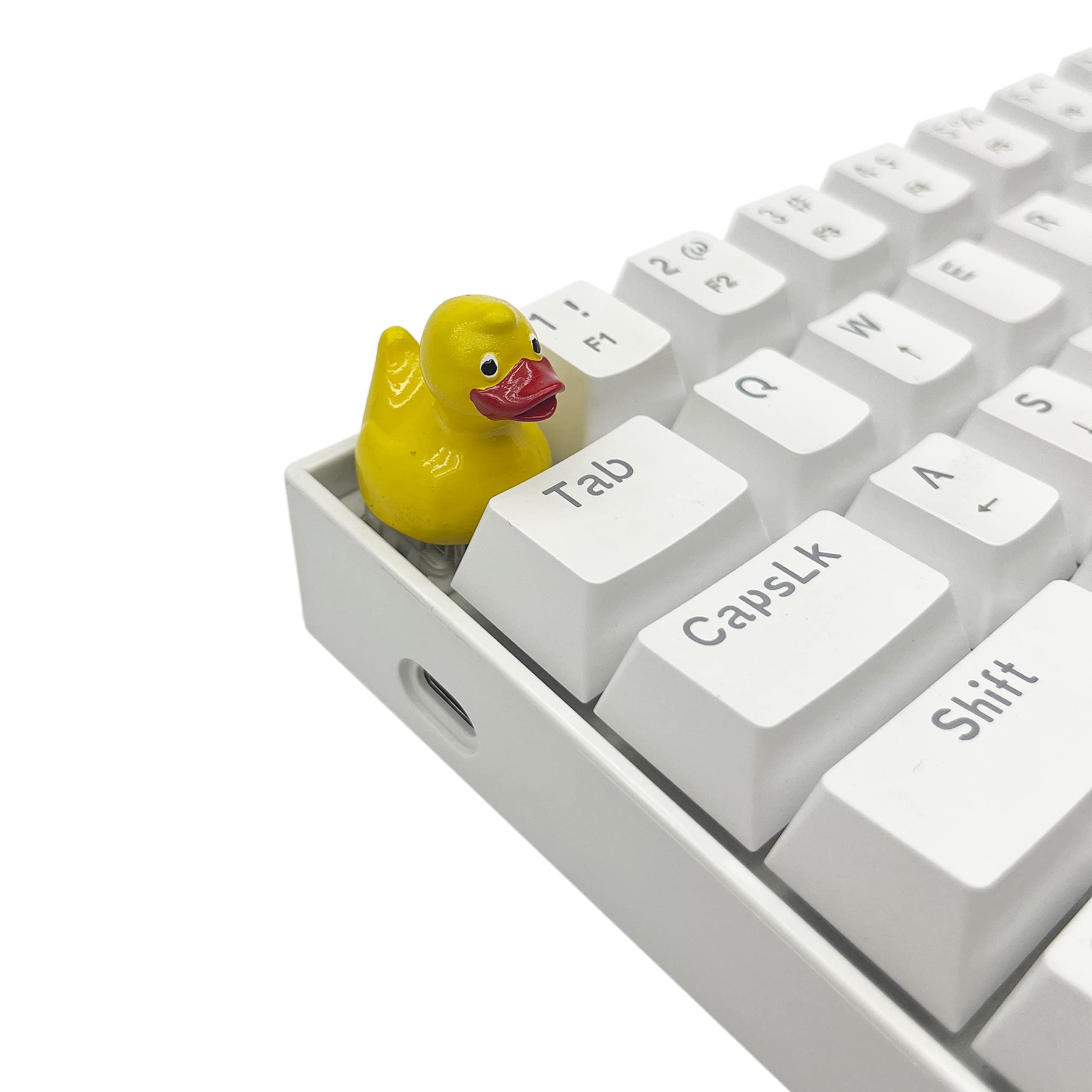 Custom Keycap for Mechanical Gaming Keyboard - Design Cute Duck - Artisan Cherry MX Made in Resin with Universal Compatibility - Unique Gift Idea, Yellow