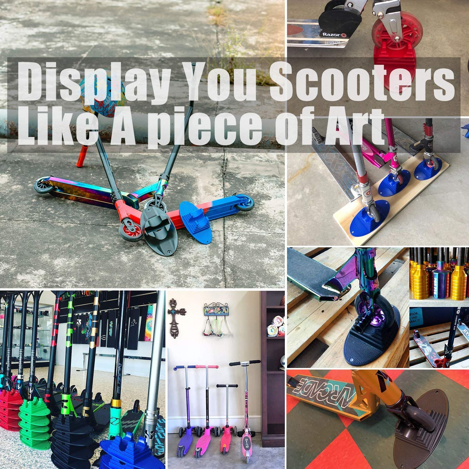 VOKUL Scooter Stand Parking Kick Scooter Holder Stand fit Most Scooters for 95mm -110mm Scooter Wheels - Multiple Scooters, Stable Base,Organize Scooters, Works Perfect