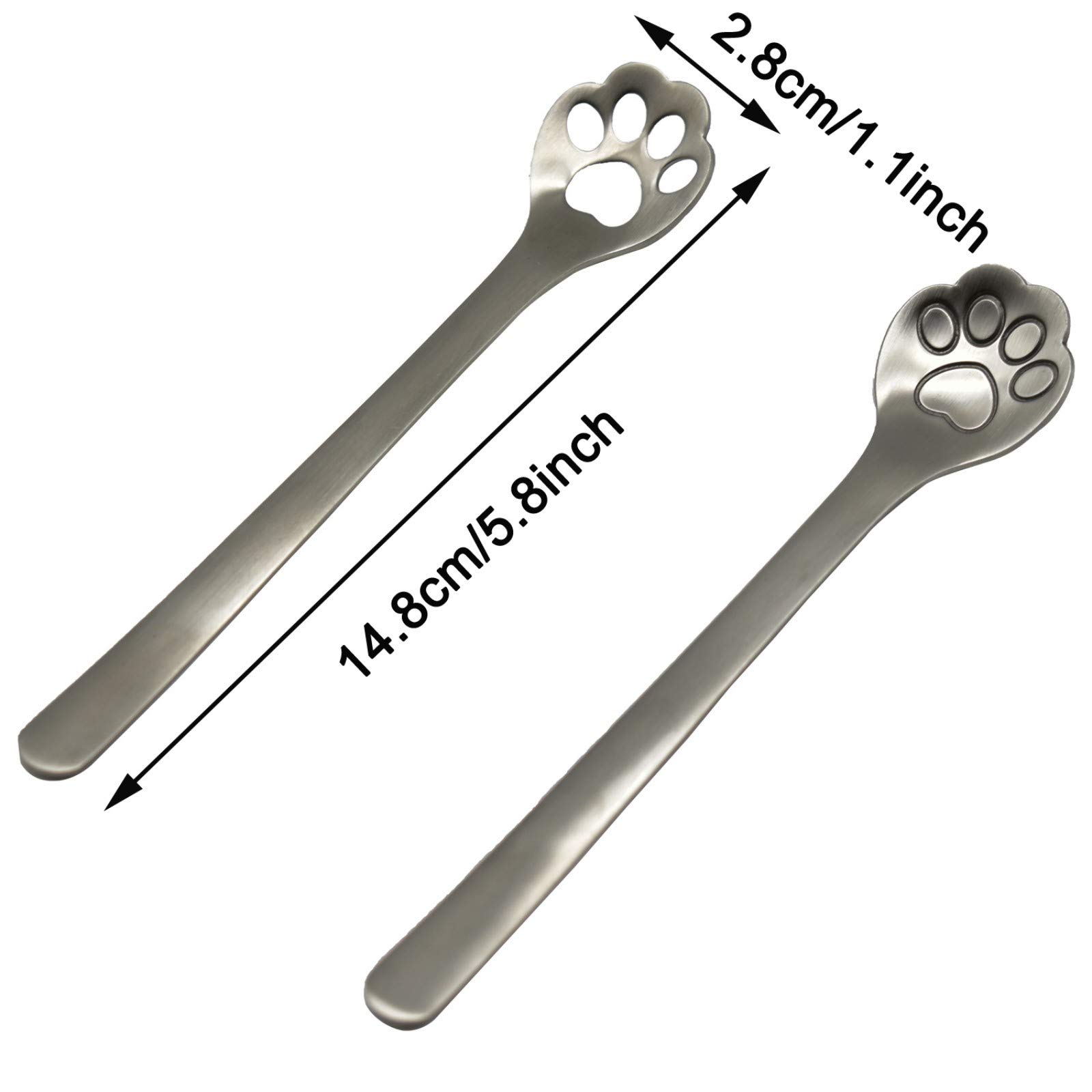 Maydahui 6PCS Cat Paw Spoon Hollow Out Coffee Spoons 5.8 inch 18/10(304 )Stainless Steel Teaspoon for Dessert Ice-cream Stirring Home Kitchen Restaurant