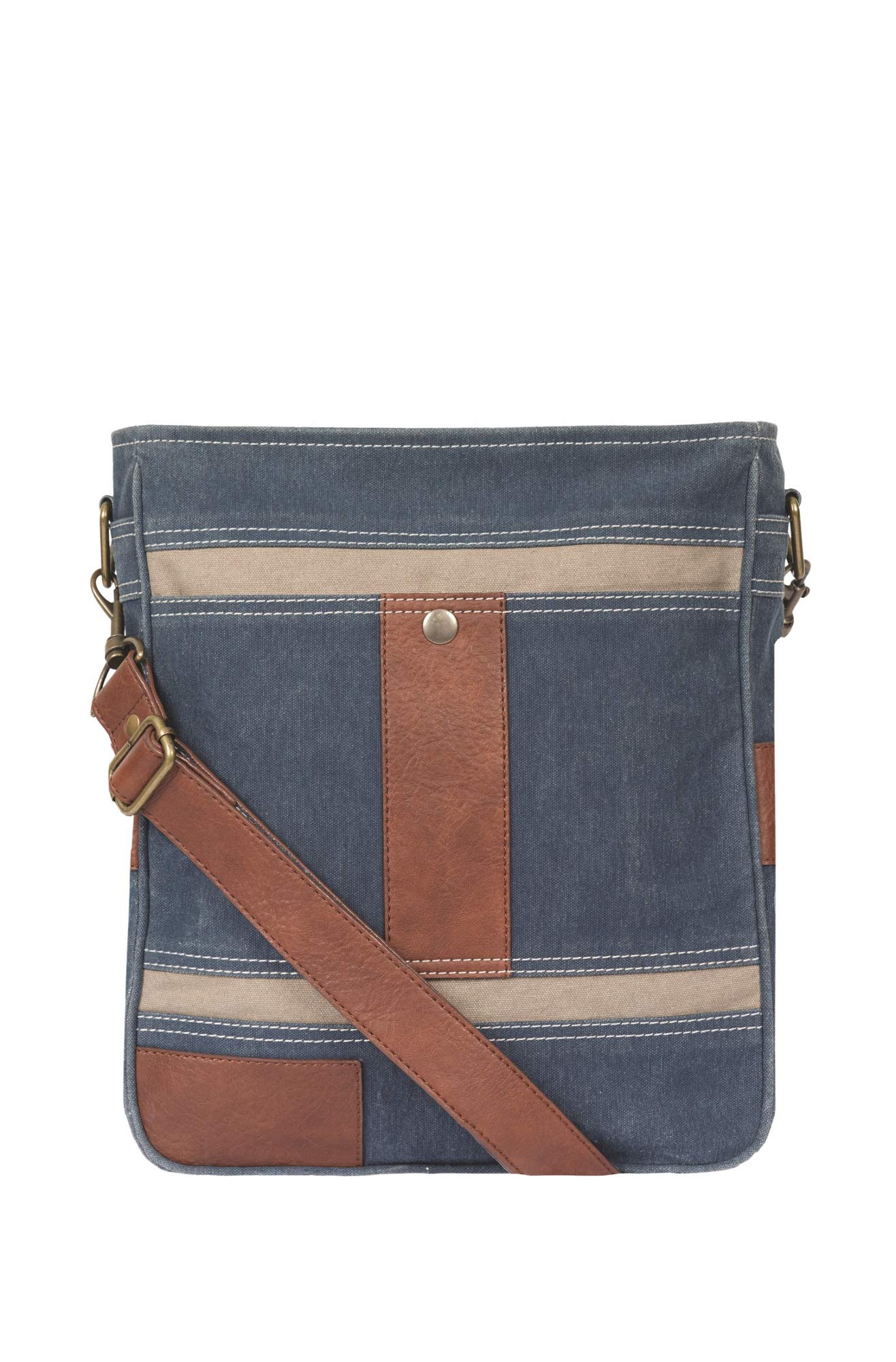 Mona B. Dakota Upcycled Canvas Shoulder Bag, Cameron Crossbody and Ryker Wallet with Vegan Leather Trim MD-5907 (Cameron-Crossbody Admiral)