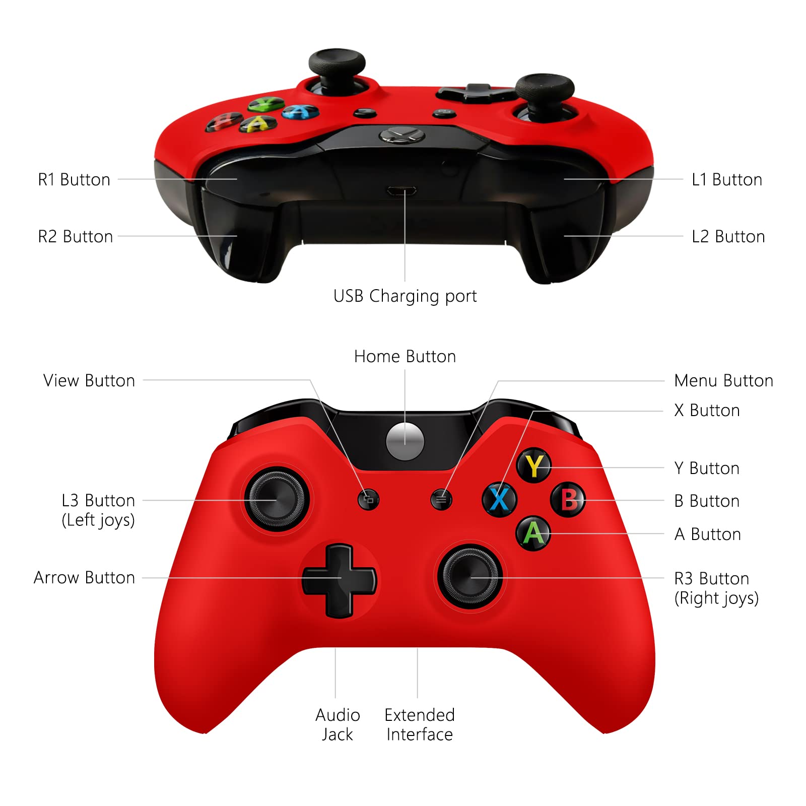 Custom Wireless 2nd PC Game Controller with 3.5mm Audia Jack Compatible with Xbox one/ One S/X, Xbox Series X/S and Windows (Red)