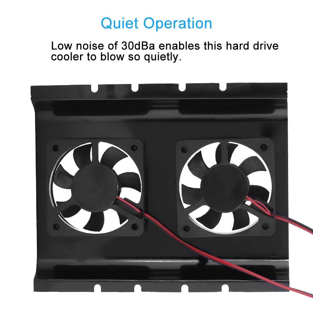 Bewinner Dual Fan Hard Disk Cooler for HDD 10.05CFM Wind-Force Hard Drive Cooler 5000¡À10% RPM Fast Heat Dissipation Hard Disk Cooler for HDD (Black)