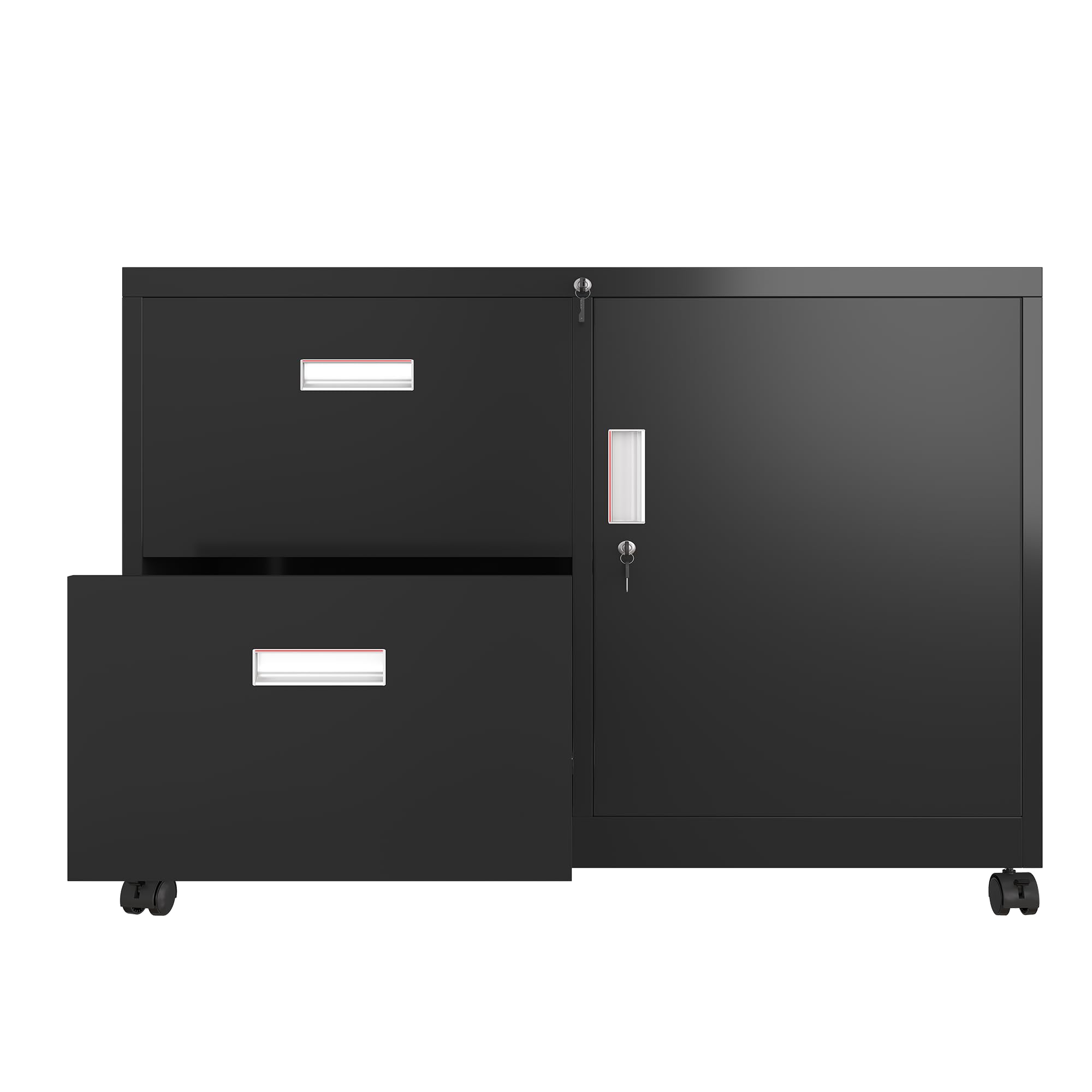 CENOVE Metal Storage Cabinet - Lockable Garage Cabinet with 4 Adjustable Shelves | Garage Storage Cabinet for Office, Warehouse, School, Gym, Basement Black 71INCH