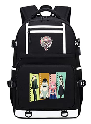 Gnoved Anime SPY Figure Backpack with Charging Port, Unisex School Bag Bookbags Over 6 Years Old.(Style2)