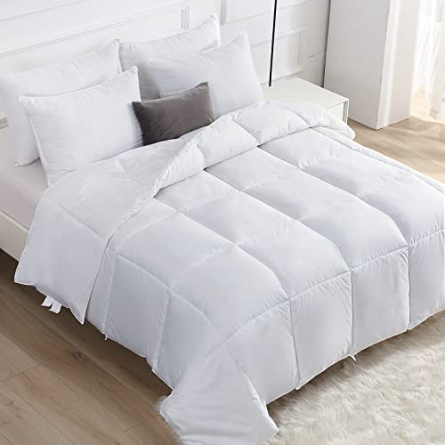 JOLLYVOGUE Down Comforter King Size, Down Duvet Insert for All Season with Corner Tabs & Box Stitched Quilted White(102x90 Inches)