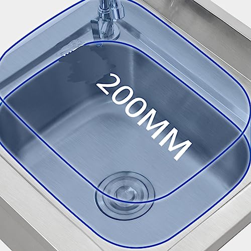 Thickened Stainless Steel Sink Single Tank With Bracket, Integrated Simple Floor Washbasin, Commercial/domestic, With Complete Accessories 50/60cm (Size : 60cm)