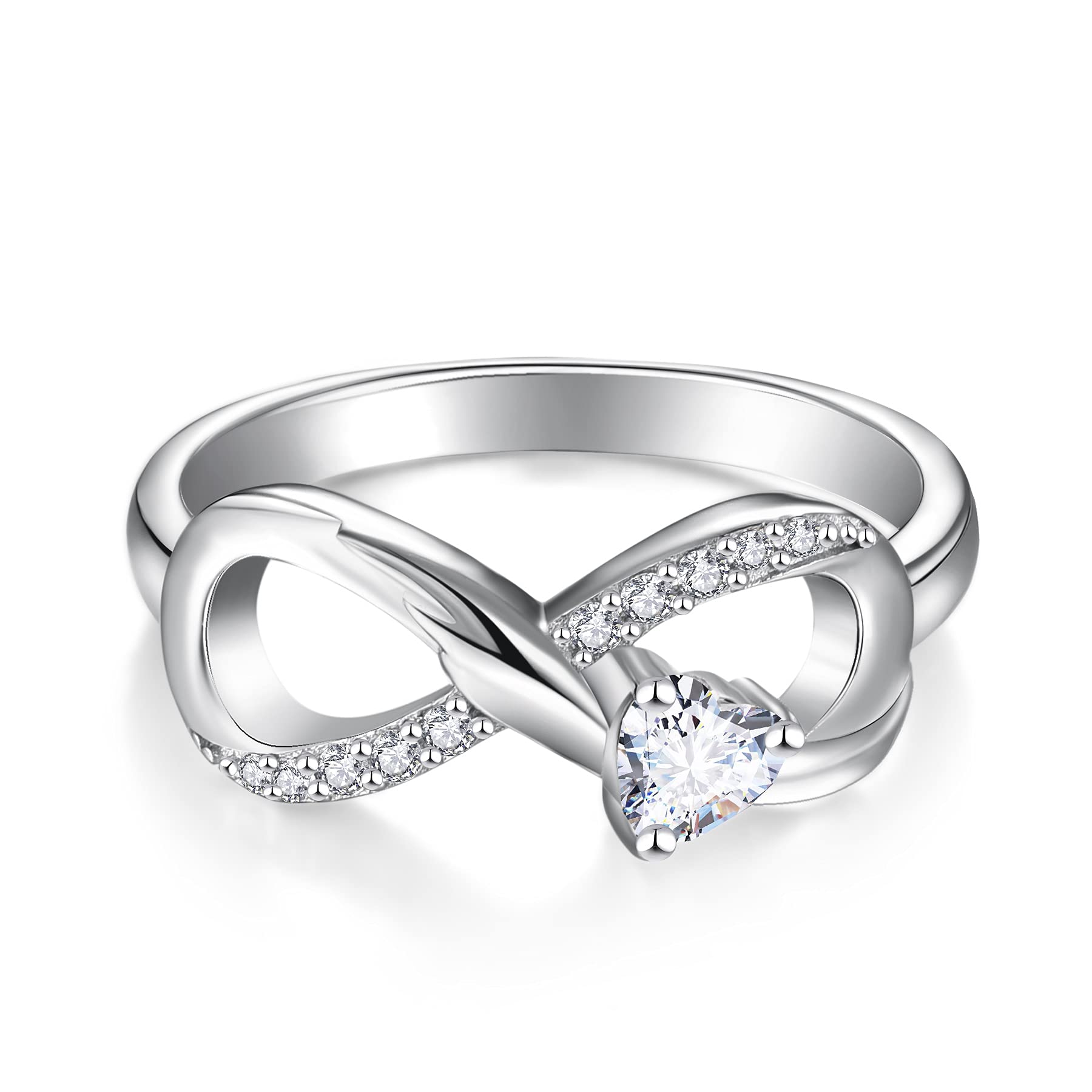STARCHENIE Infinity Promise Ring 925 Sterling Silver Angel Wings Heart Ring for Women Size 6