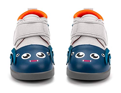 ikiki Spider Squeaky Shoes for Toddlers w/Adjustable Squeaker, Gray Girl or Boy Shoes (Size 7, Silk Von Webster)