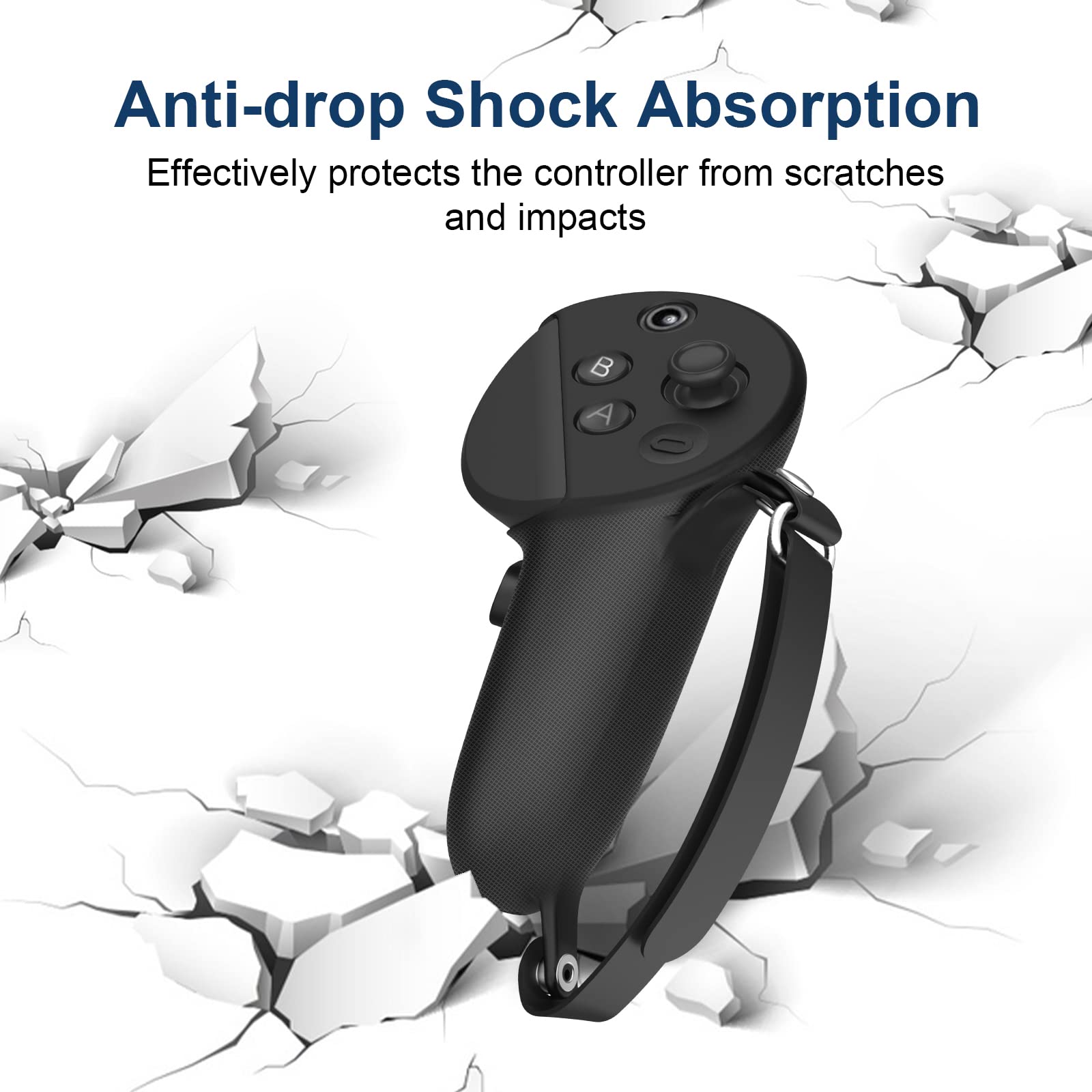 Controller Grips Cover Compatible with Oculus Meta Quest Pro Accessories, Silicone Anti-Slip Case Shell Protector for Quest Pro (Black)