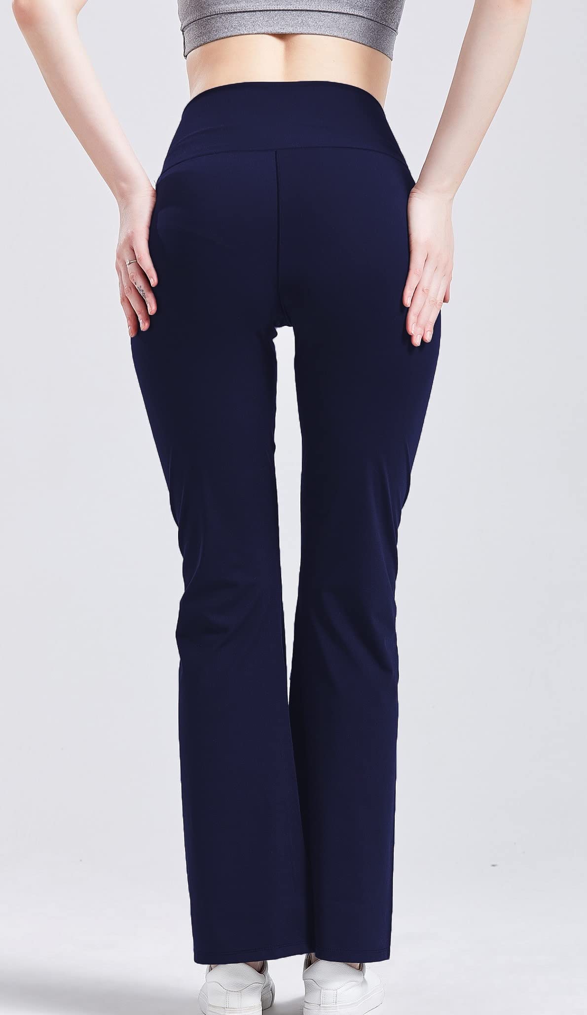 DANI CHINS Women's Casual Bootcut Yoga Pants V Crossover High Waisted Flare Workout Leggings (Navy, XL)