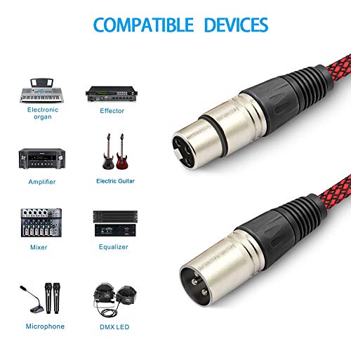 LoongGate Premium XLR Male to Female 3 Pin Plug Nylon Braided Shielded Professional Mic Audio Balanced Cable for Recording Applications,Mixers,Speaker Systems (2m/6ft)