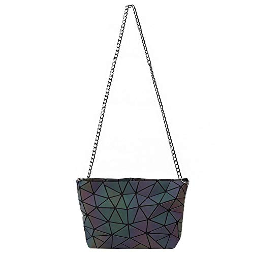 Sherry Handbag Fashion Holographic Laser Shoulder Bag Geometric Envelope Clutch Chain Crossbody Purse (Luminous)