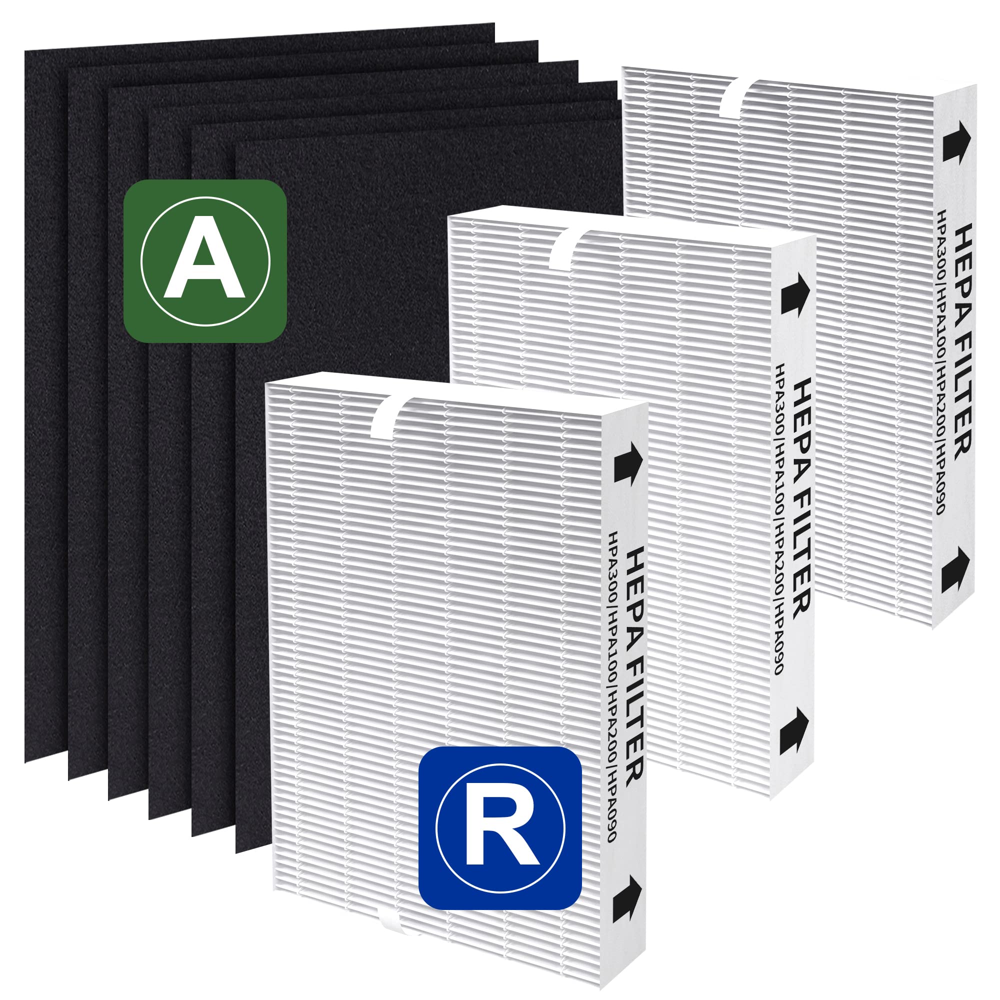 VALZONE HPA300 HEPA Replacement Filter - 3 HEPA Filters & 6 Carbon Pre-filters - Compatible with Honeywell HPA Series & HRF-R Series