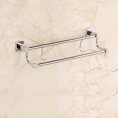 DREANNI Bathroom Shelves, Wall Mounted Towel Rack Bracket Chrome with 2 Hooks Bathroom Towel Rack Accessory/100Cm
