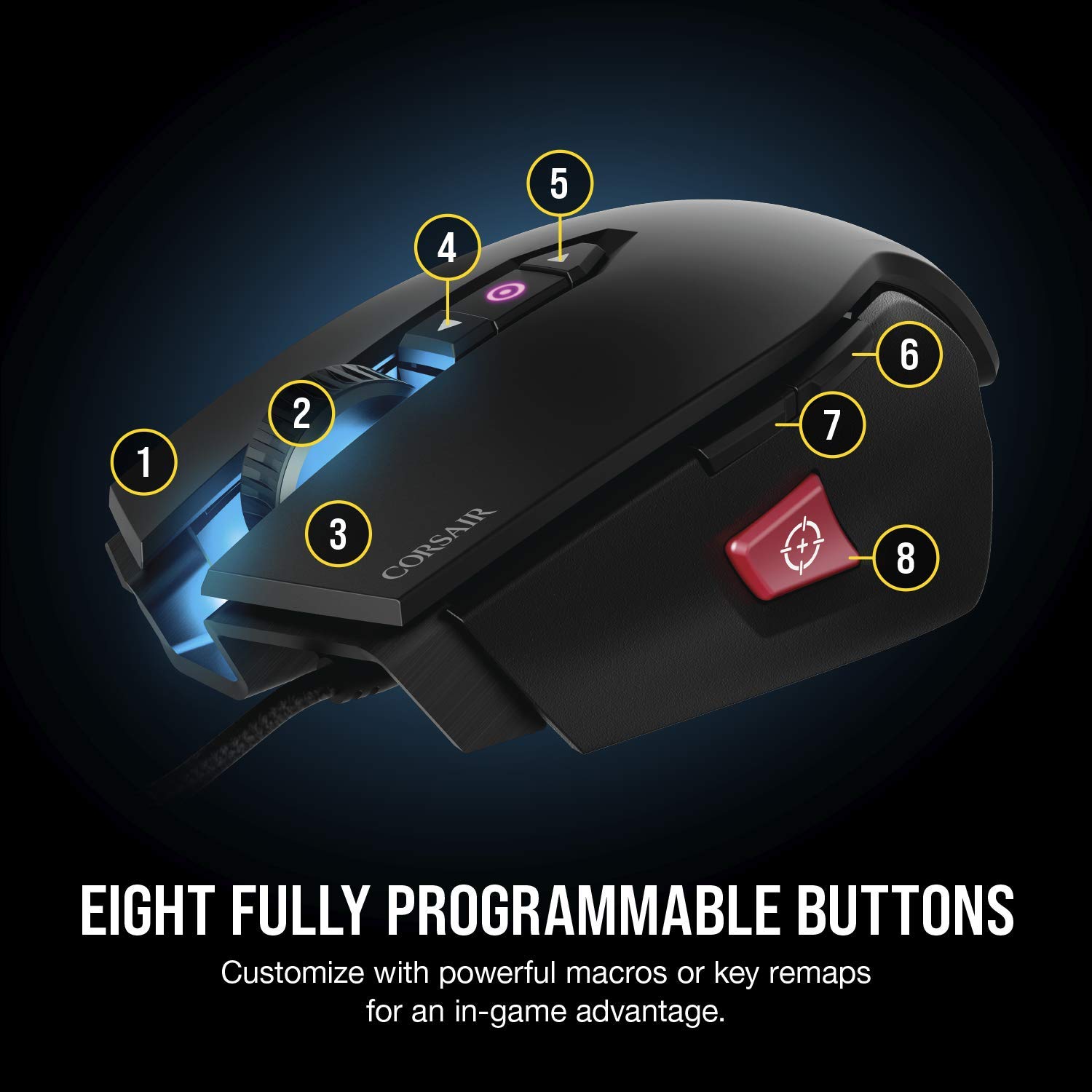 CORSAIR M65 Pro RGB - FPS Gaming Mouse - 12,000 DPI Optical Sensor - Adjustable DPI Sniper Button - Tunable Weights - Black (CH-9300011-NA)