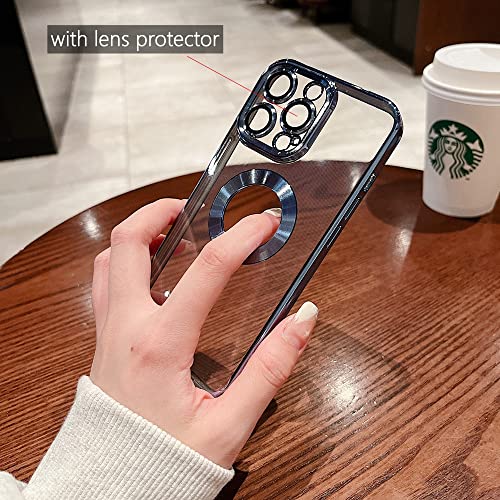 LOOBIVAL for iPhone 13 Pro Case with Camera Lens Protector, Logo View for Women Men, Soft Plating Transparent Slim Ultrathin Phone Cases for iPhone 13 Pro Clear Back Cover (for iphone13Pro,Black)