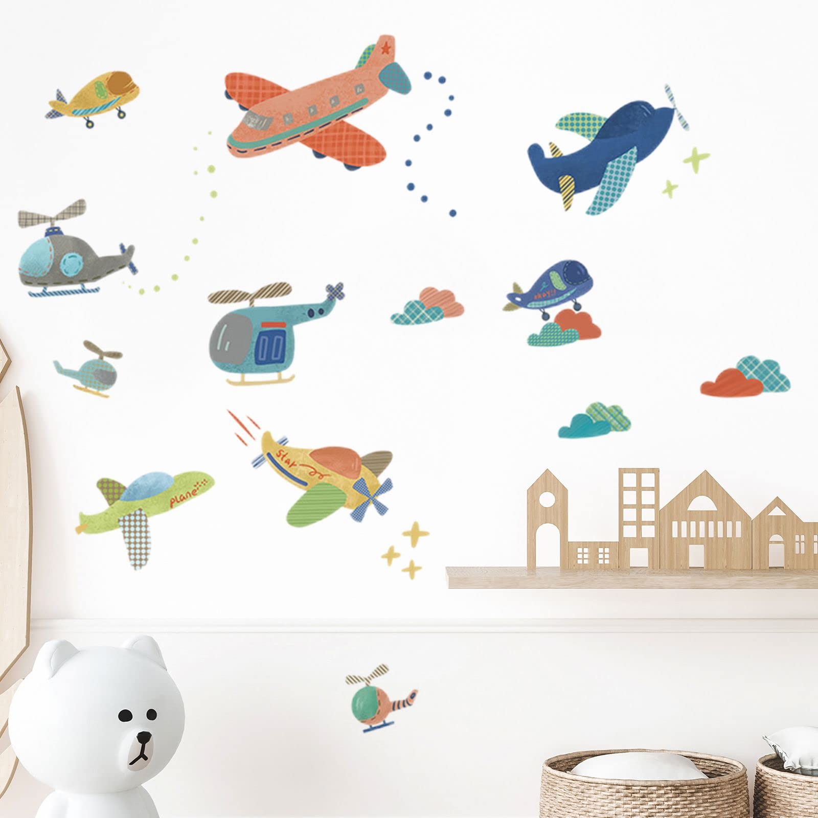 Cute Airplane Wall Decals Plane Wall Stickers for Bedroom Wall Art Mural for Living Room Kids Room Wall Decor…