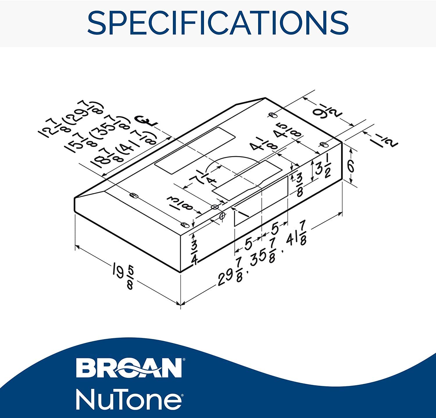 Broan- NuTone BCDF130SS Glacier Convertible Range Hood Light Exhaust Fan for Under Cabinet Stainless Steel, 375 Max Blower CFM, 30-Inch