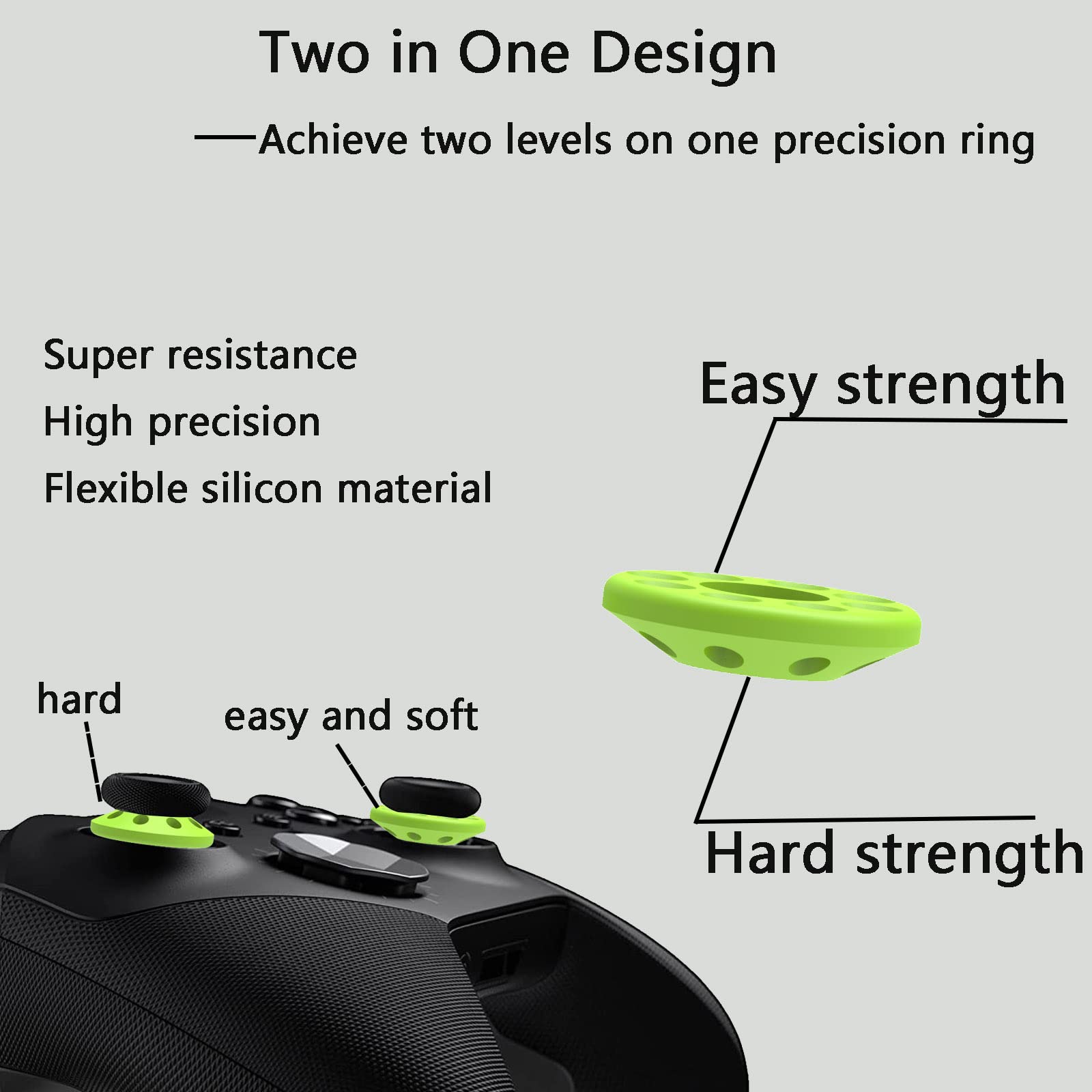 Controller Precision Rings Compatible with PS5/PS4/Xbox Series X S/Xbox One S X/Xbox Elite 2 Core/Xbox Core/Switch Pro Aim Assist Motion Control Ring Green Accessories Silicone