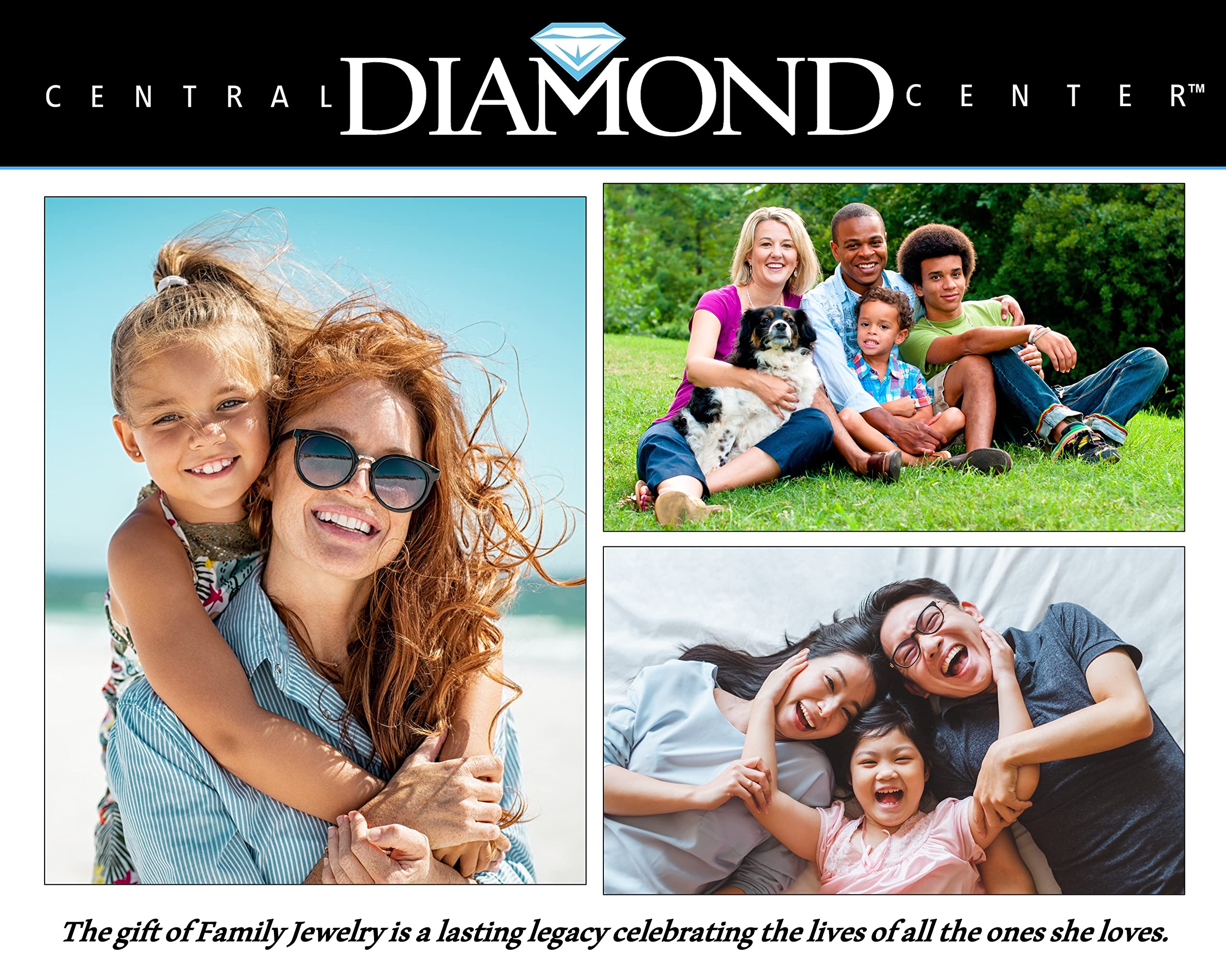 Central Diamond Center Shared Prong Mothers Birthstone Family Ring with 1-6 Birthstones, Birthstone 1, Size 7.5