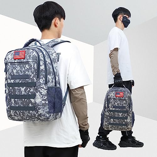 outdoor plus Camo Backpack,Military Teen Boys Backpacks for School, Army Bookbag with USB Charging Port,40L