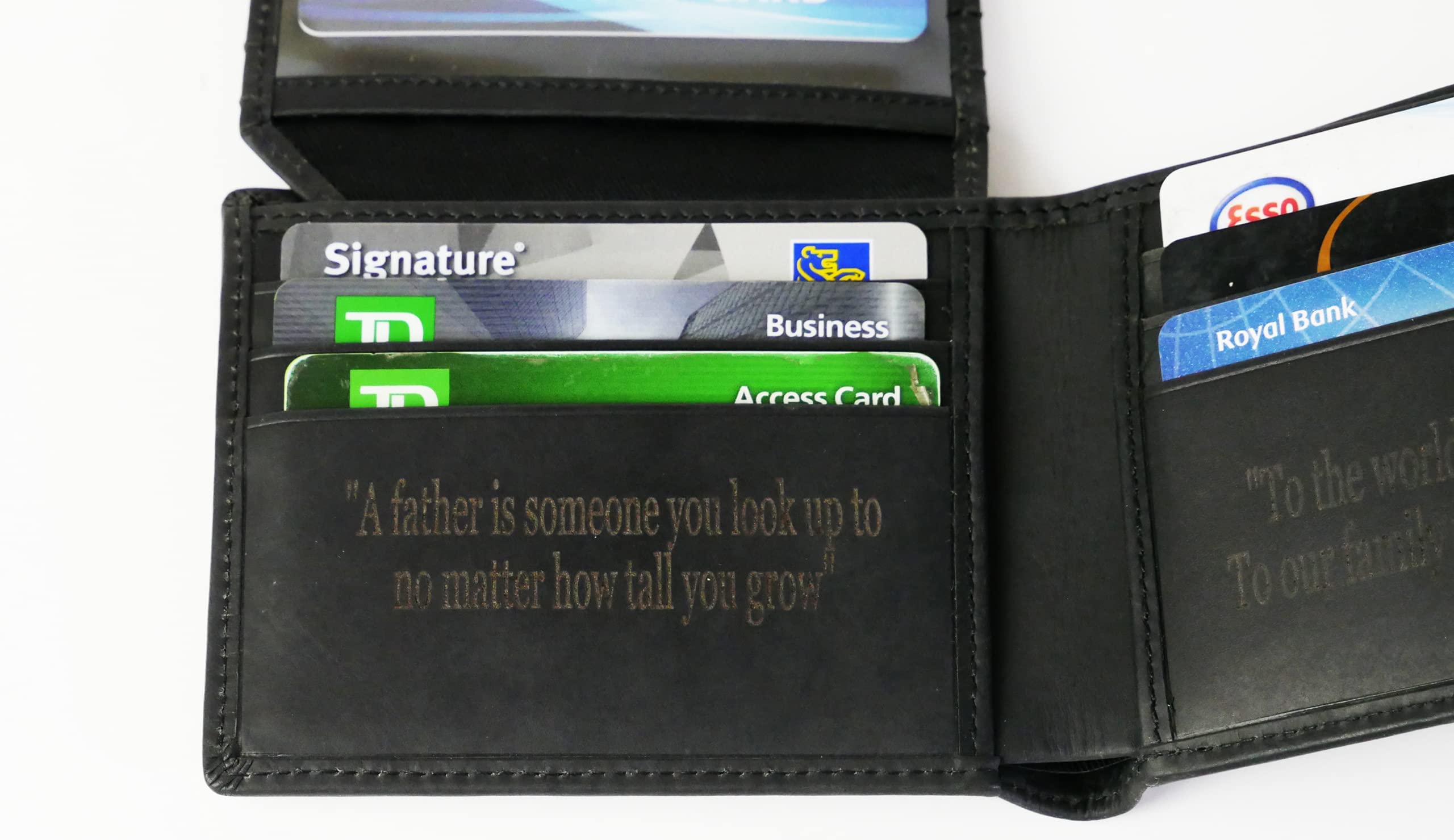 Custom Wallets For Men, Personalized Gifts For Men, Personalized Wallet For Men, Customized Engraved Full Grain Leather with RFID Blocking, Custom Gifts, Customized Wallets For Fathers Day (Black)