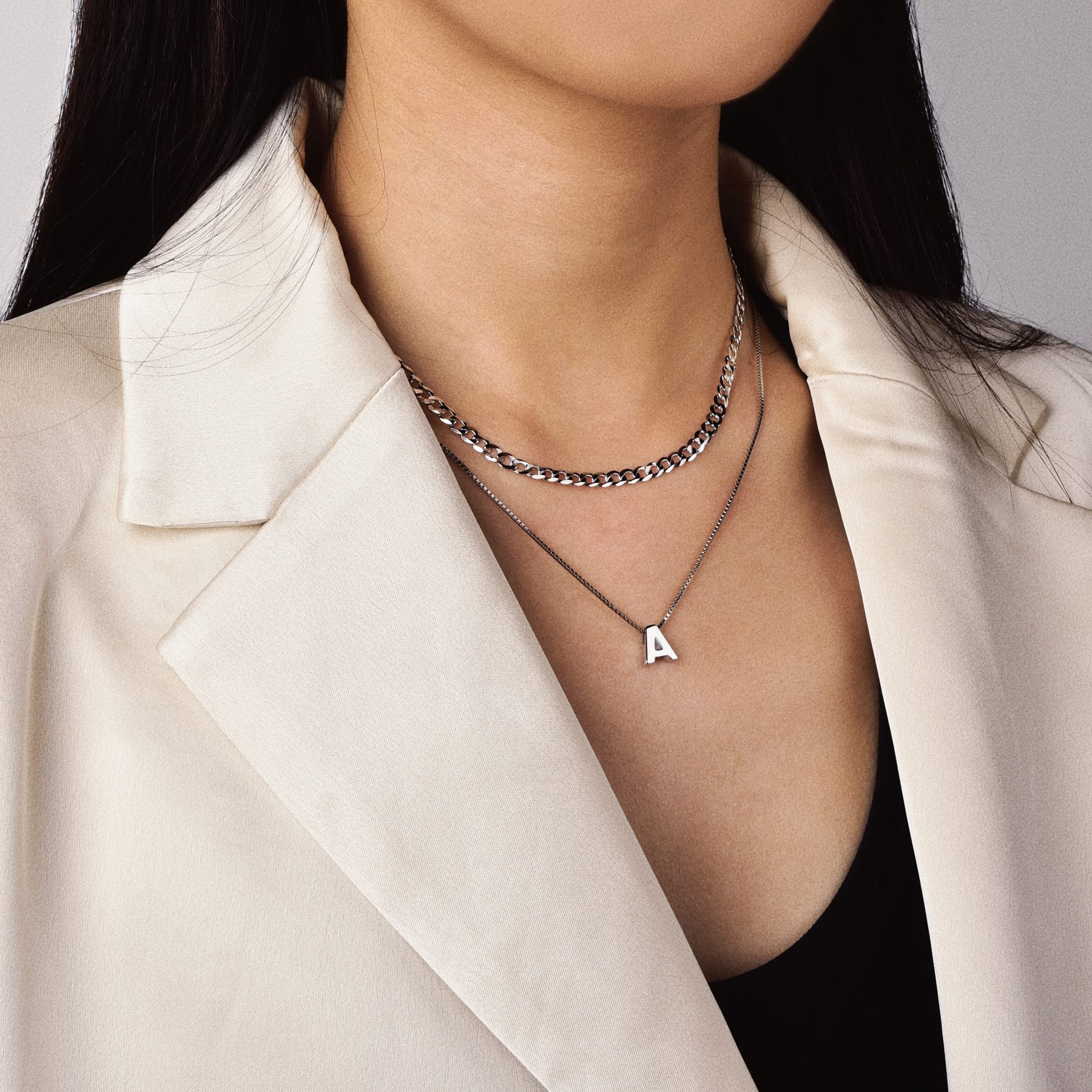 CANDYFANCY A Initial Necklace 925 Sterling Silver Letter Pendant Personalized 26 Alphabet Necklace for Women Men Gift with 18" Box Chain