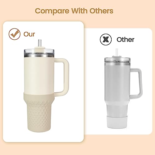 Thxbag Silicone Boot for Stanley Cup 40 oz Quencher, Beige Boot Sleeve Cover Fit with Stanley H2.0 and Quencher Adventure Tumbler Accessories (40 oz, Cream)