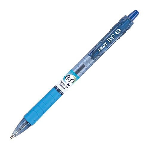 Pilot® B2P "Bottle To Pen" Retractable Ballpoint Pens, Medium Point, 1.0 mm, 86% Recycled, Translucent Blue Barrels, Blue Ink, Pack Of 12