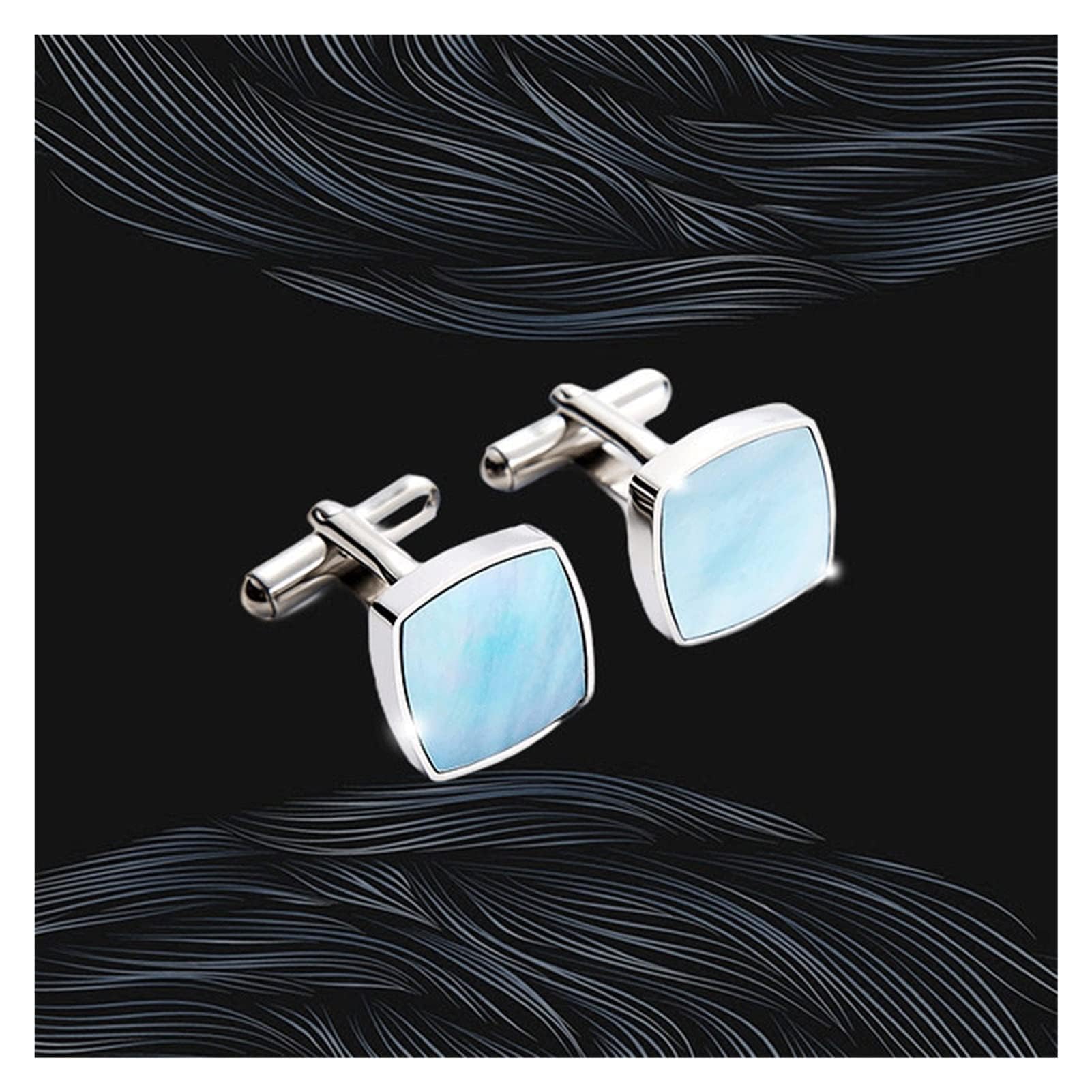 Cufflinks Natural Shell Blue Butterfly Shell Men's Gift Box Shirt Cuff Nail Shirt Suit Cufflinks (Color : A, Size : One Size) (A One Size)