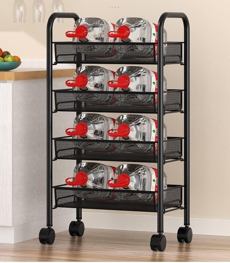 LOSTIS Storage Trolley Rolling Cart Utility Cart 4 Tier Kitchen Storage Cart with Wheels Bathroom Storage Movable Metal Trolley Rolling Cart Storage Rack Kitchen Storage Cart Rolling Storage Cart