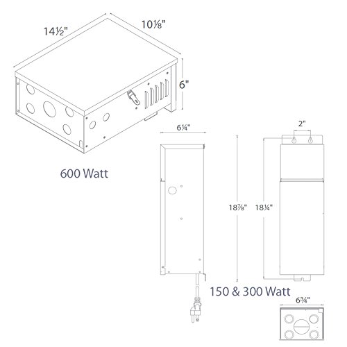 WAC Landscape Lighting, 300W Stainless Steel Outdoor Landscape Lighting Magnetic Power Supply